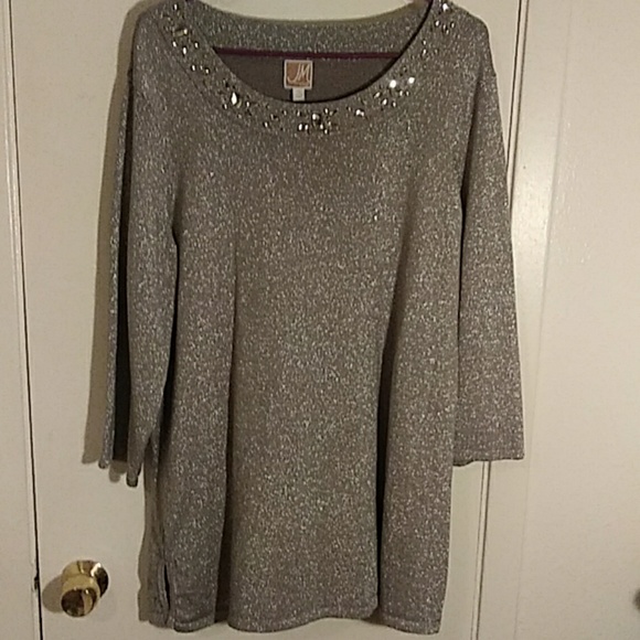 JM Collection | Sweaters | Jm Collection Plus Size 2x Silver Sweater ...